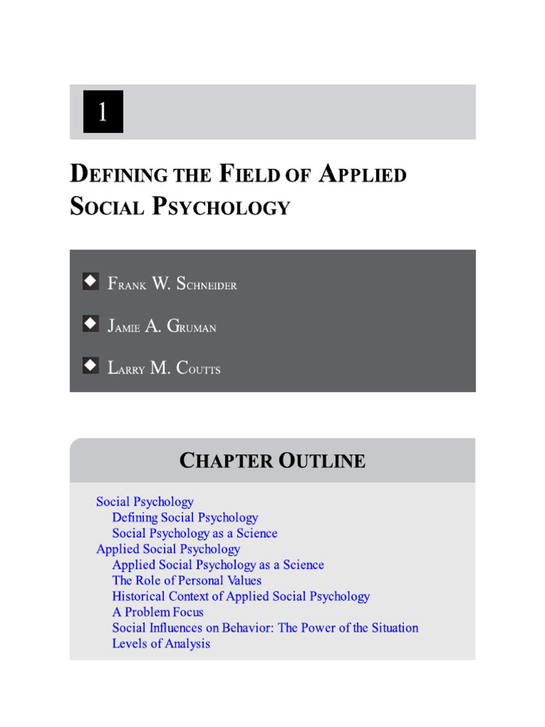 Applied Social Psychology Understanding and Addressing Social and ...