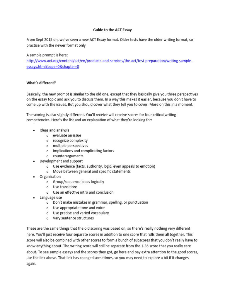 Guide To The ACT Essay 1.2 | PDF | Automation | Essays