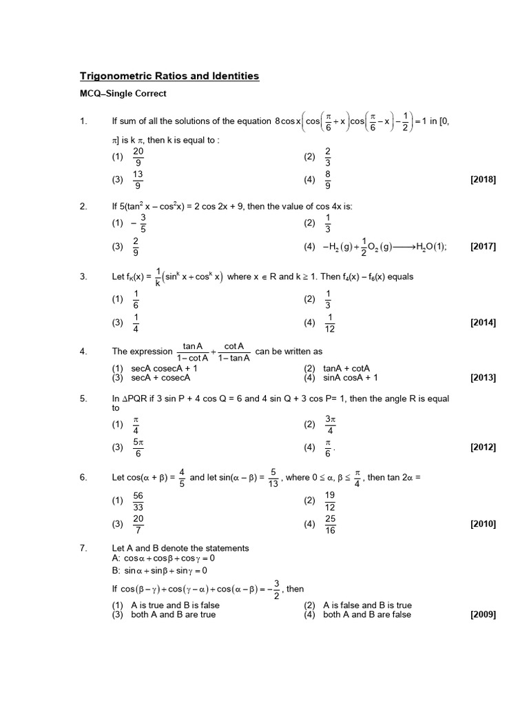 TRI1 | PDF | Trigonometric Functions | Functions And Mappings