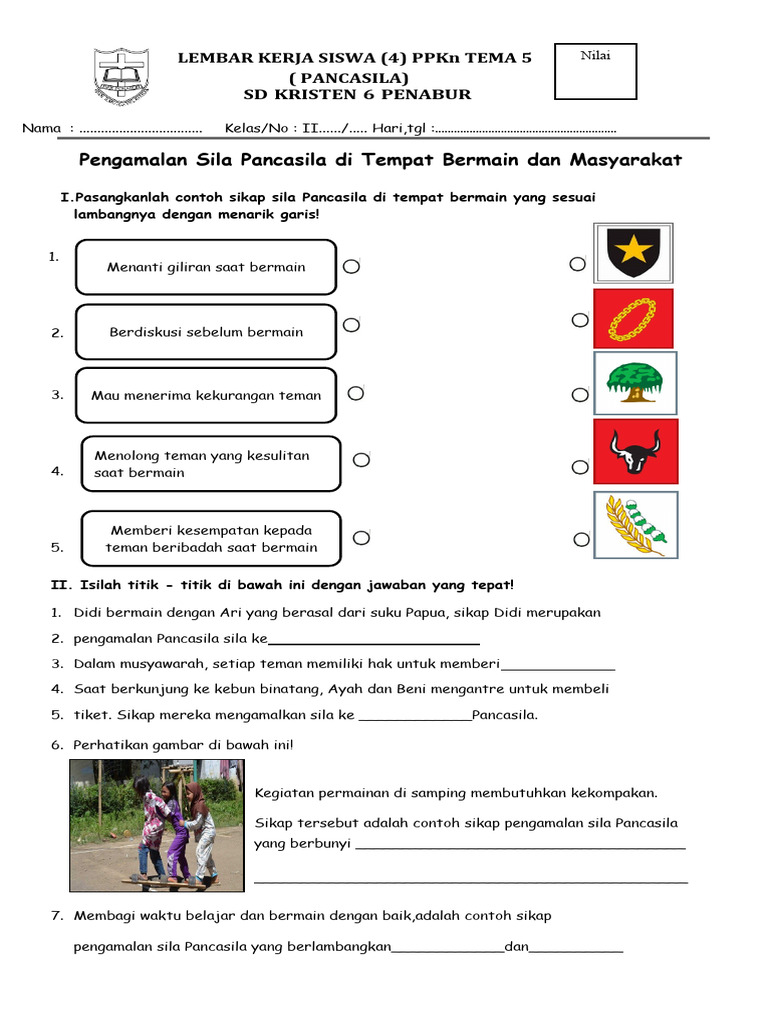 LKS 4 Pancasila Tema 5 Pengamalan Sila Pancasila Di Tempat Bermain ...
