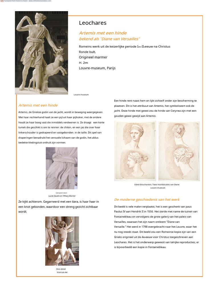 Leochares: Artemis Met Een Hinde | PDF