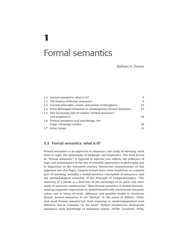Barbara H. Partee - Formal Semantics | PDF | Syntax | Logic