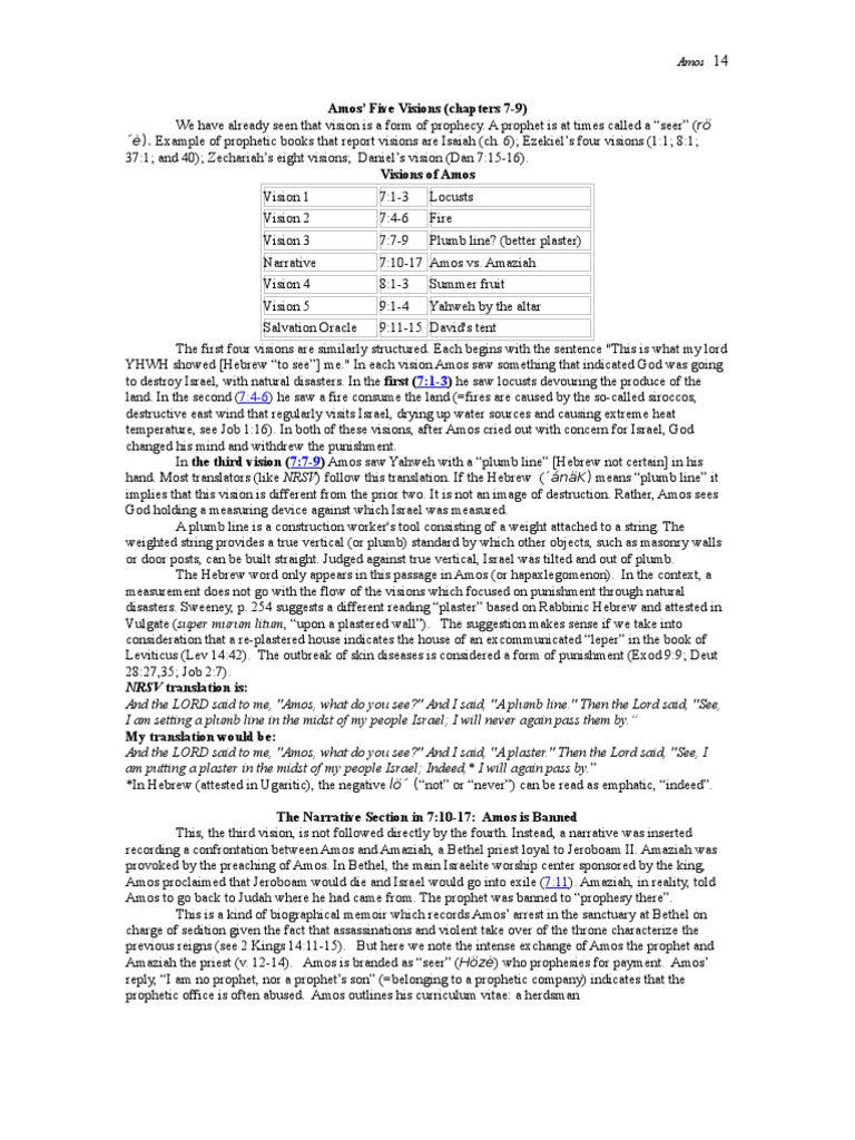Visions of Amos With Narrative Section | PDF | Yahweh | Torah