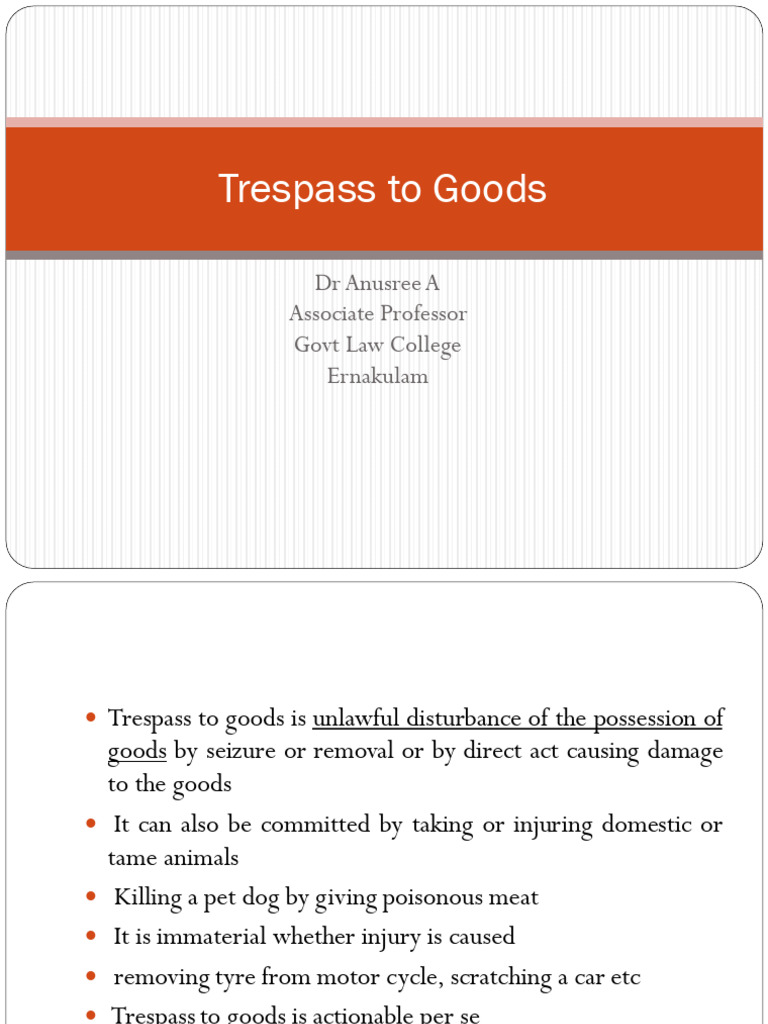 Trespass To Goods | PDF | Trespass | Conversion (Law)