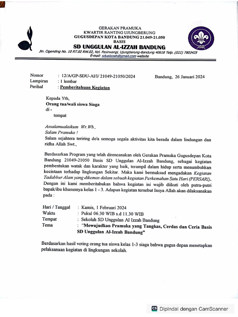 Surat PERSARI - ORTU | PDF