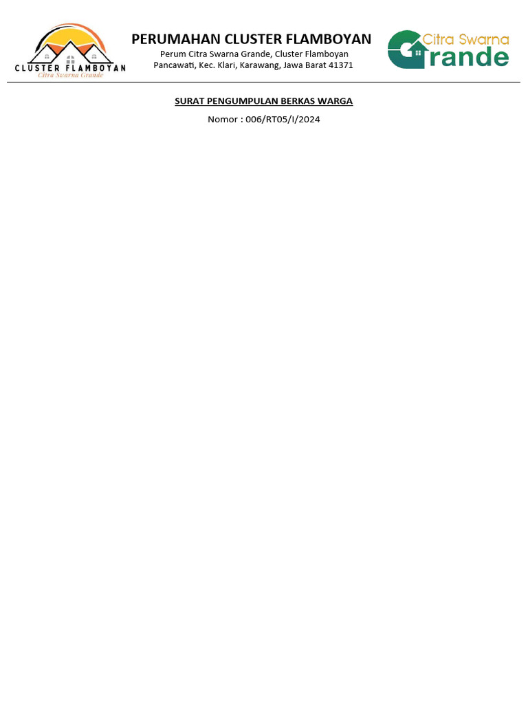 Surat Kop Surat BLOK F CSG | PDF