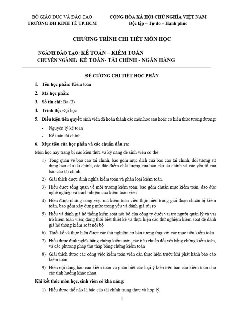 De Cuong Chi Tiet Kiem Toan Can Ban | PDF