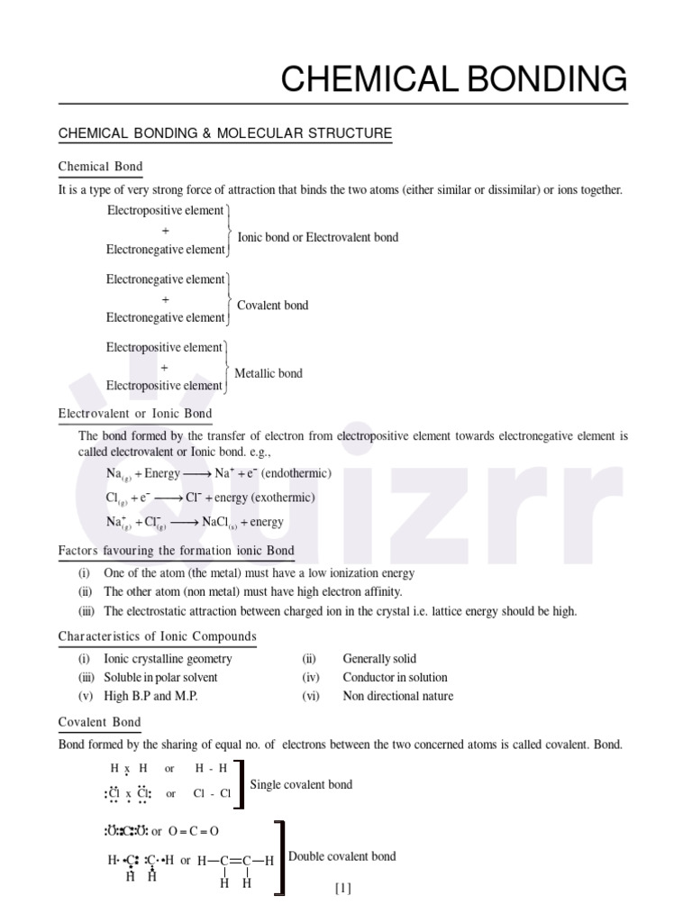 04 Chemical Bonding Formula Sheets Quizrr | Download Free PDF ...