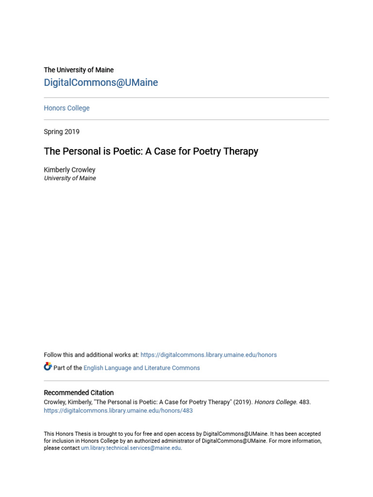 The Personal Is Poetic - A Case For Poetry Therapy | PDF ...