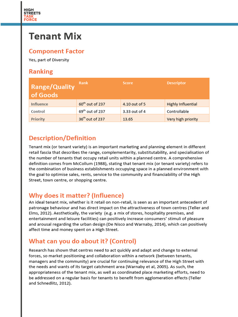 Tenant Mix - Evidence On A Page | Download Free PDF | Retail | Marketing