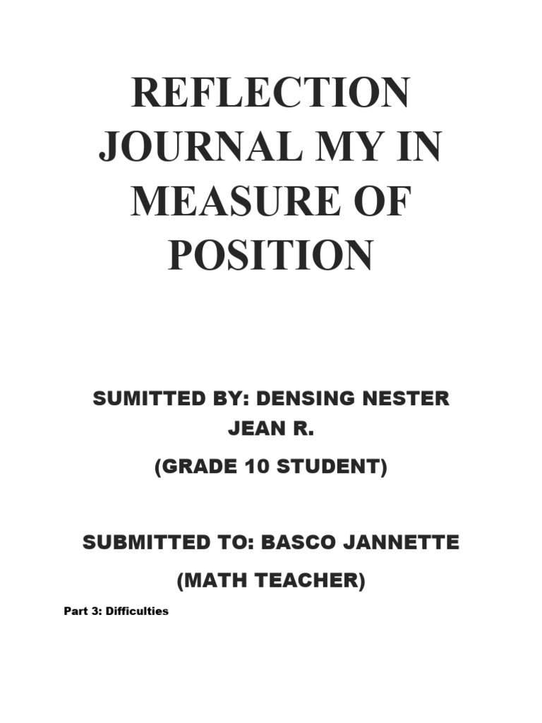 Grade 10 Math Reflection Journal | PDF | Language Arts & Discipline