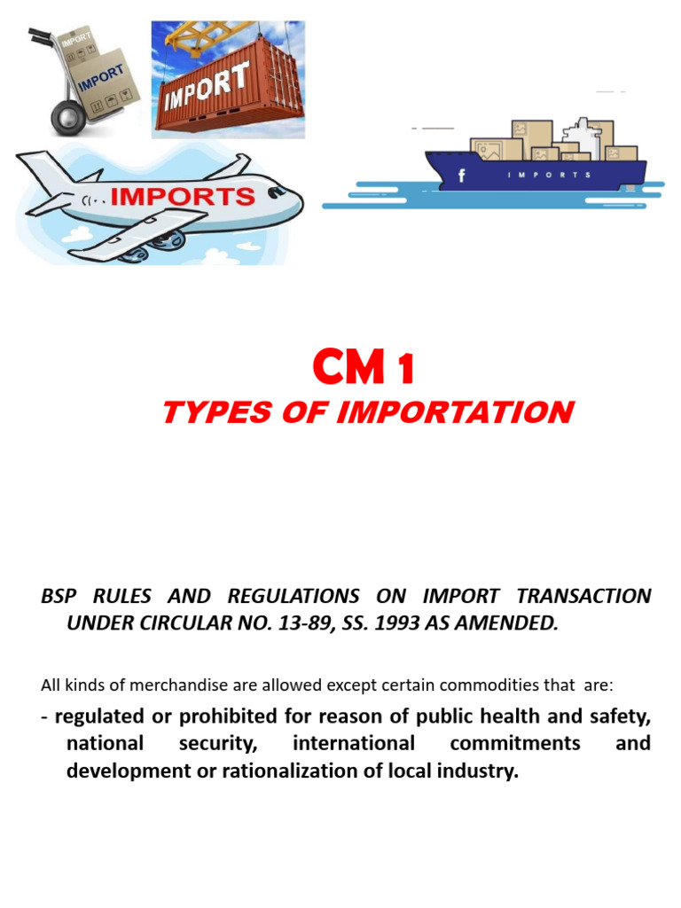 Prelim CM 1 Types of Importation 2023 | PDF | Opium