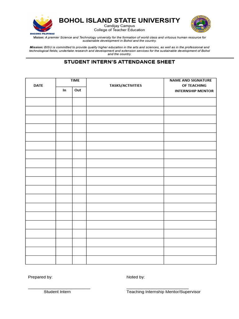 SIs Attendance Sheet | PDF