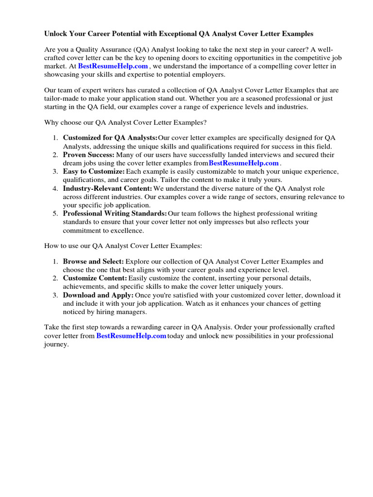 QA Analyst Cover Letter Examples Guide | PDF | Résumé | Http Cookie
