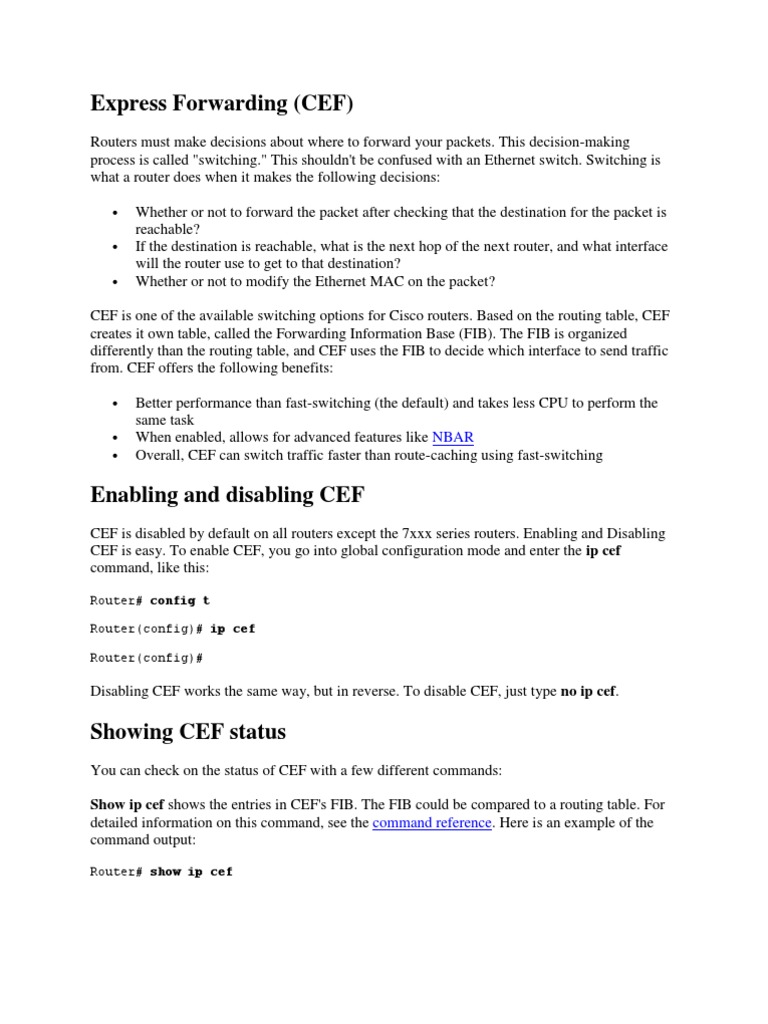 Cisco CEF Switching Guide | PDF | Router (Computing) | Routing