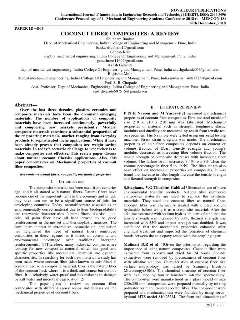 Review of Coconut Fiber Composites | PDF | Composite Material | Fibers