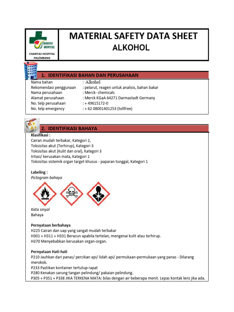 MSDS Methanol dan Alkohol di Rumah Sakit | PDF