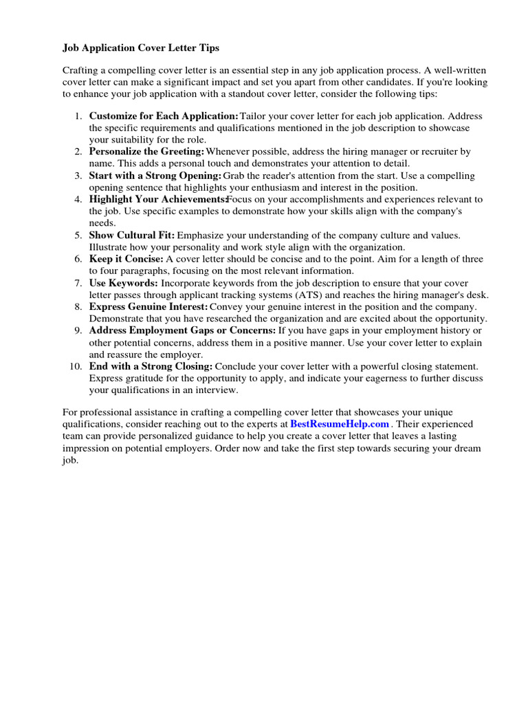 Job Application Cover Letter Tips | PDF | Résumé | Recruitment
