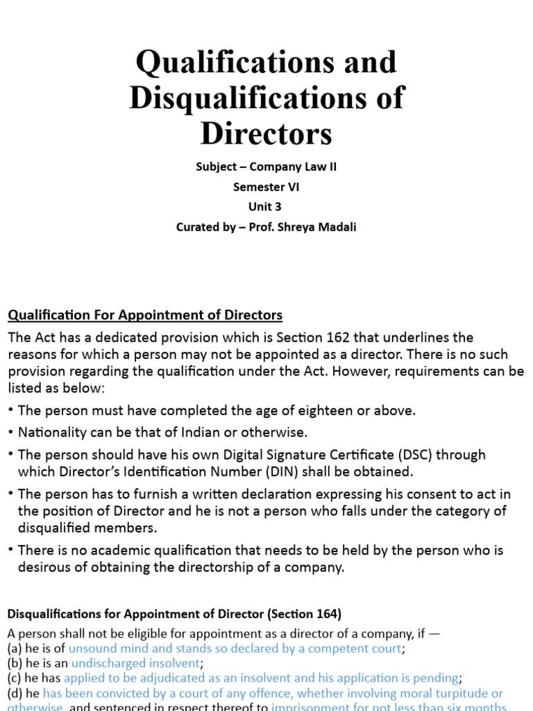 Director Qualifications and Disqualifications | PDF | Justice | Crime ...