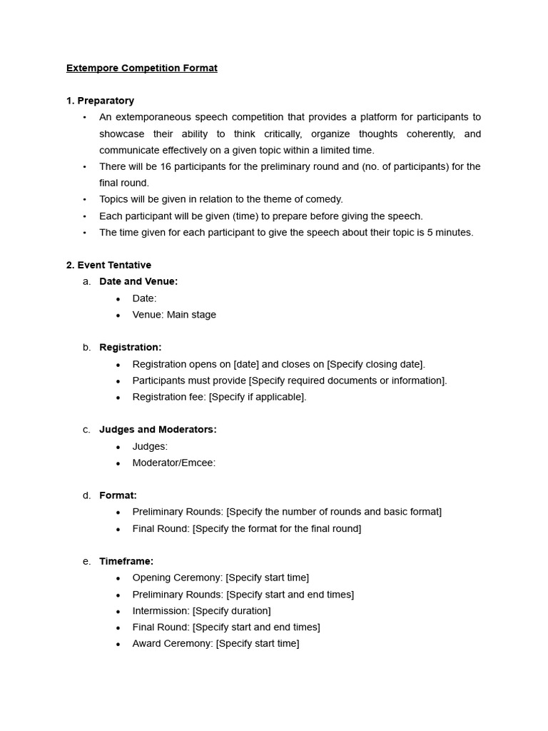 Extempore Competition Proposal | PDF | Human Communication | Communication