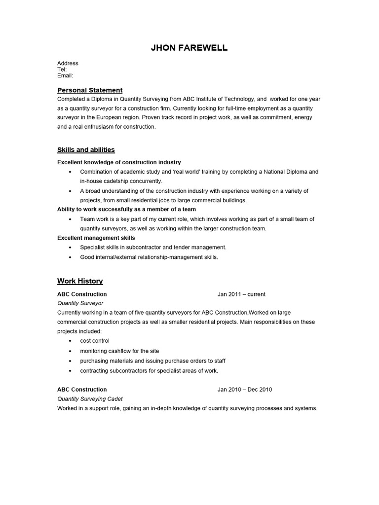 Combination CV Sample No1 | PDF