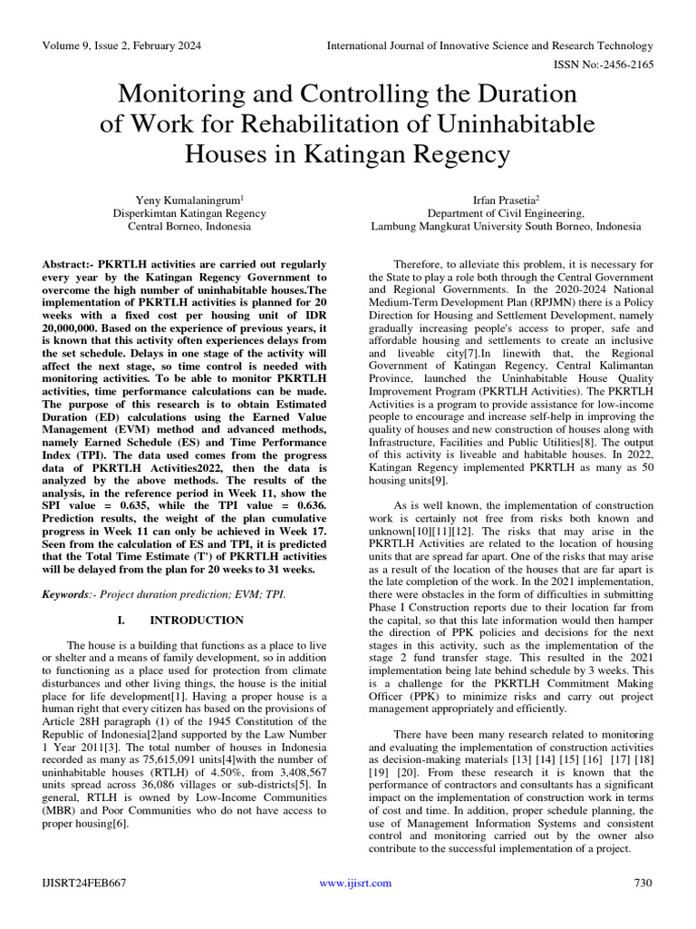 Monitoring and Controlling The Duration of Work For Rehabilitation of ...