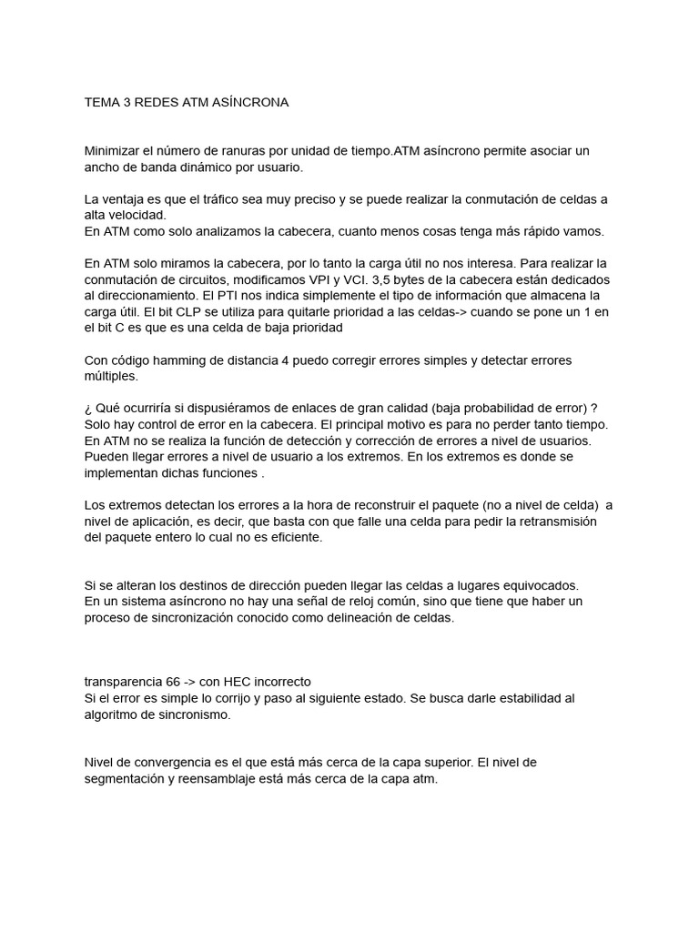 Tema 3 Redes Atm Asíncrona | PDF | Modo de Transferencia Asíncrona | Redes