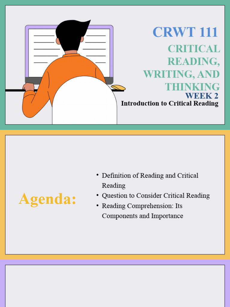 Crwt111 Week 2 | PDF | Reading Comprehension | Critical Thinking