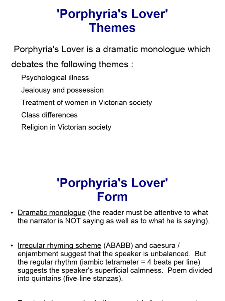 Porphyria - S Lover Summary | PDF