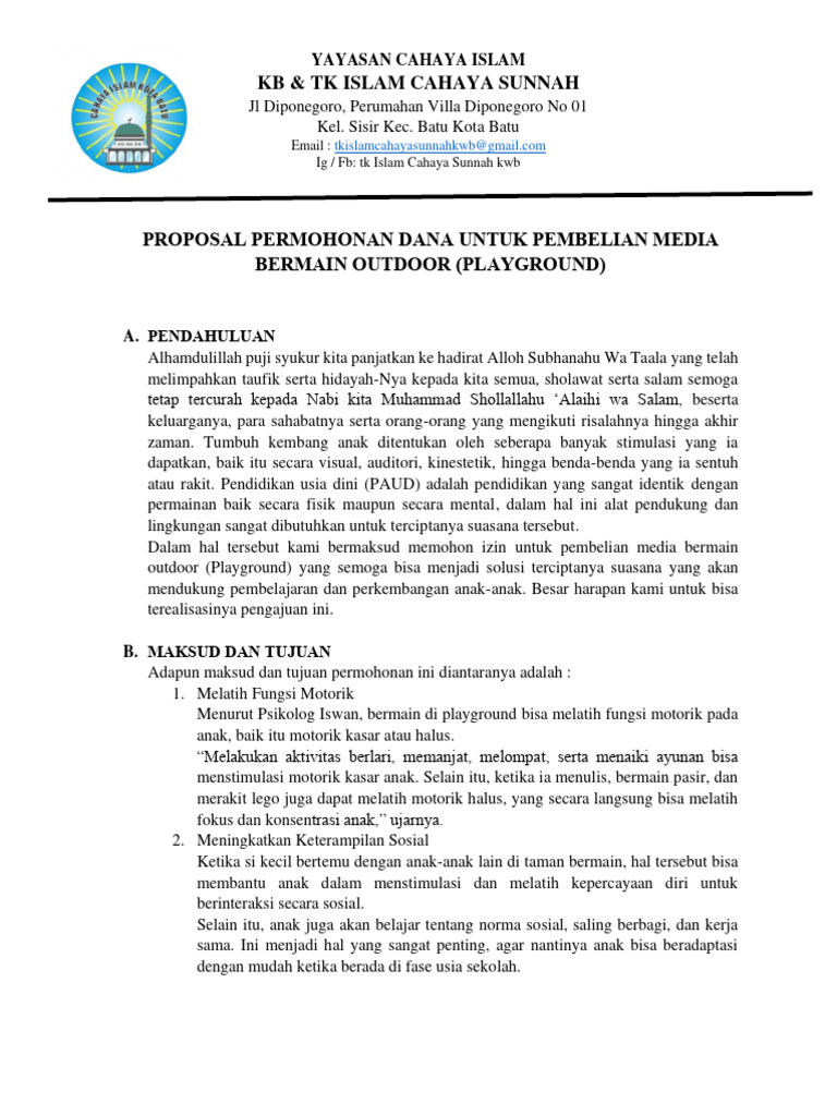 Proposal Dana Playground Anak | PDF