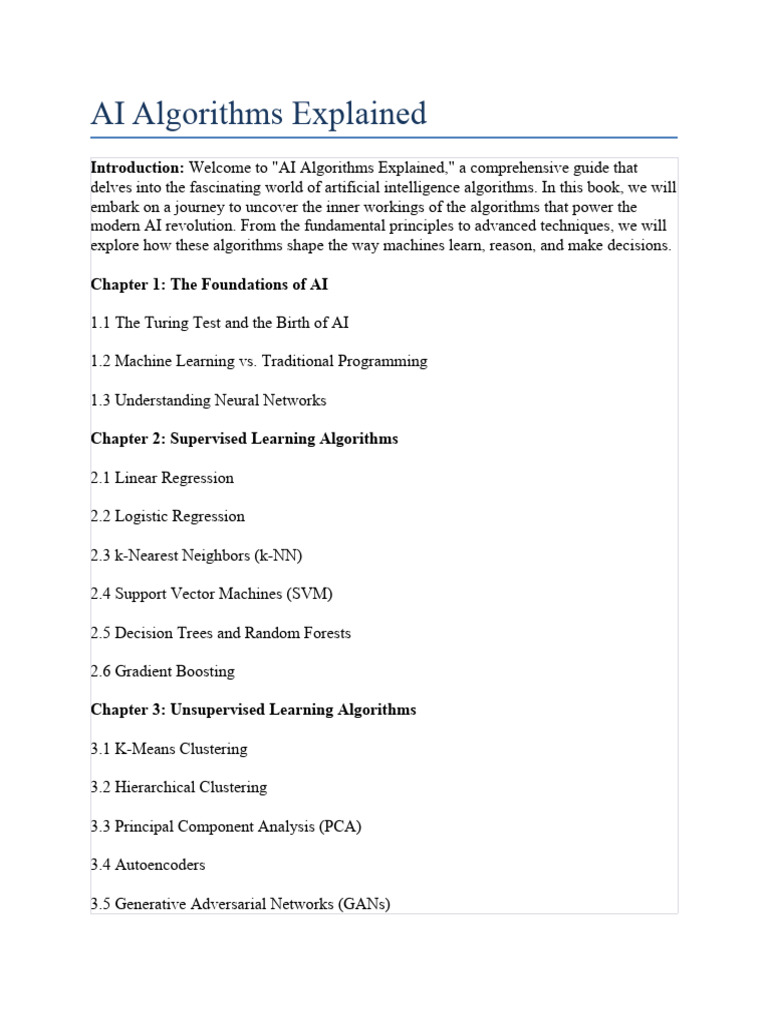 AI Algorithms Explained | PDF | Support Vector Machine | Machine Learning