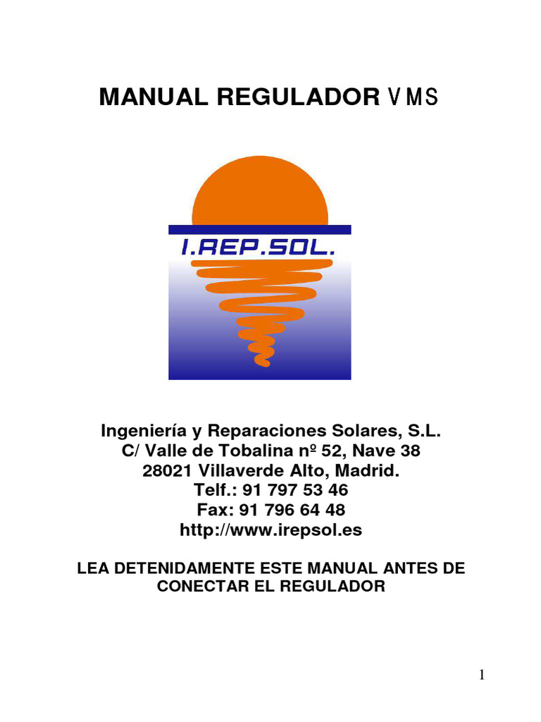 ManualVMS Regulador | PDF | Diodo emisor de luz | Pantalla de cristal líquido