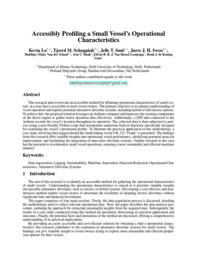 Determining Operational Profile of A Fishing Vessel | Download Free PDF ...