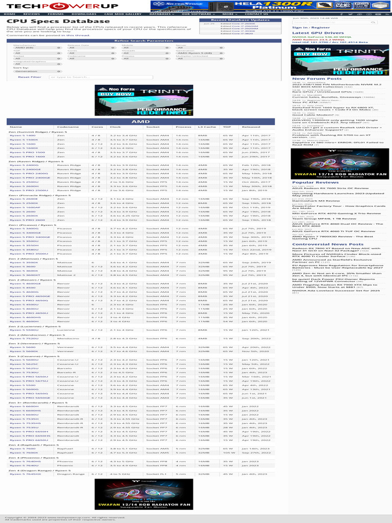 CPU Database TechPowerUp | PDF | Graphics Processing Unit | X86 Architecture