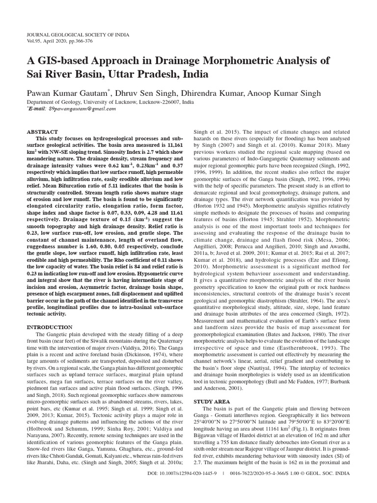 A GIS-based Approach in Drainage Morphometric Analysis of | PDF | Geomorphology | Drainage Basin