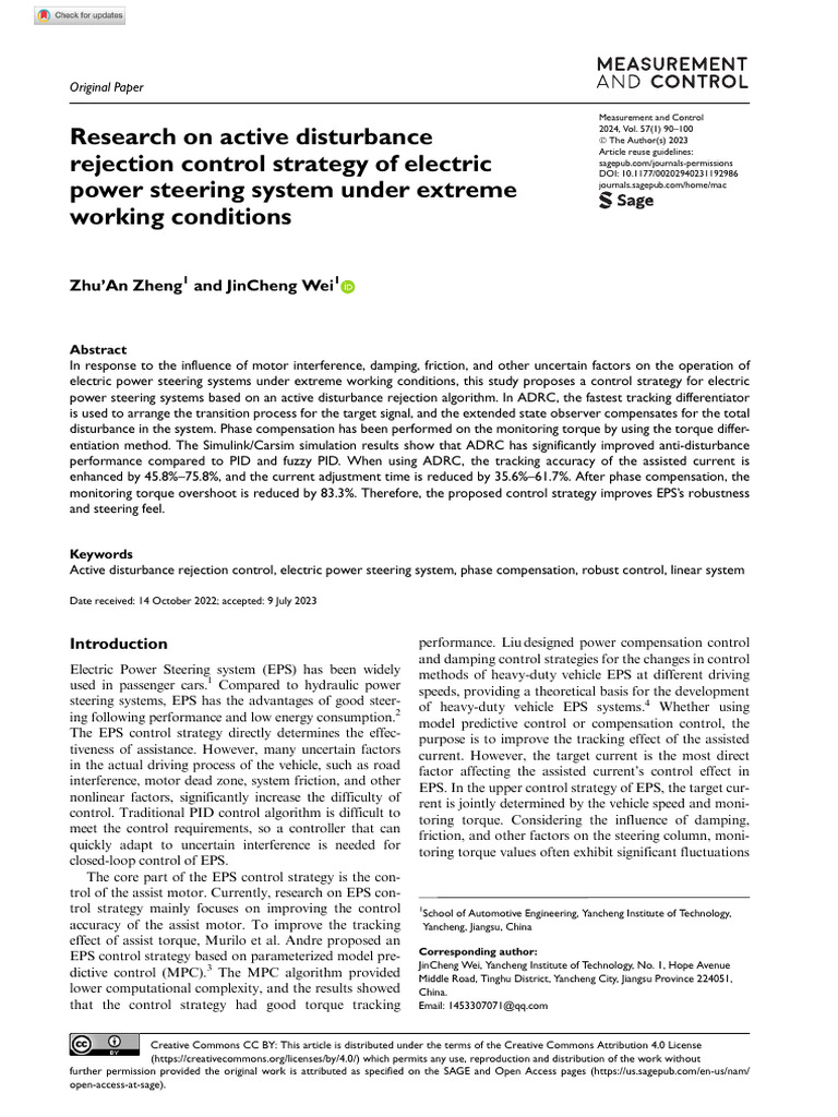 Zheng Wei 2023 Research On Active Disturbance Rejection Control Strategy of Electric Power ...