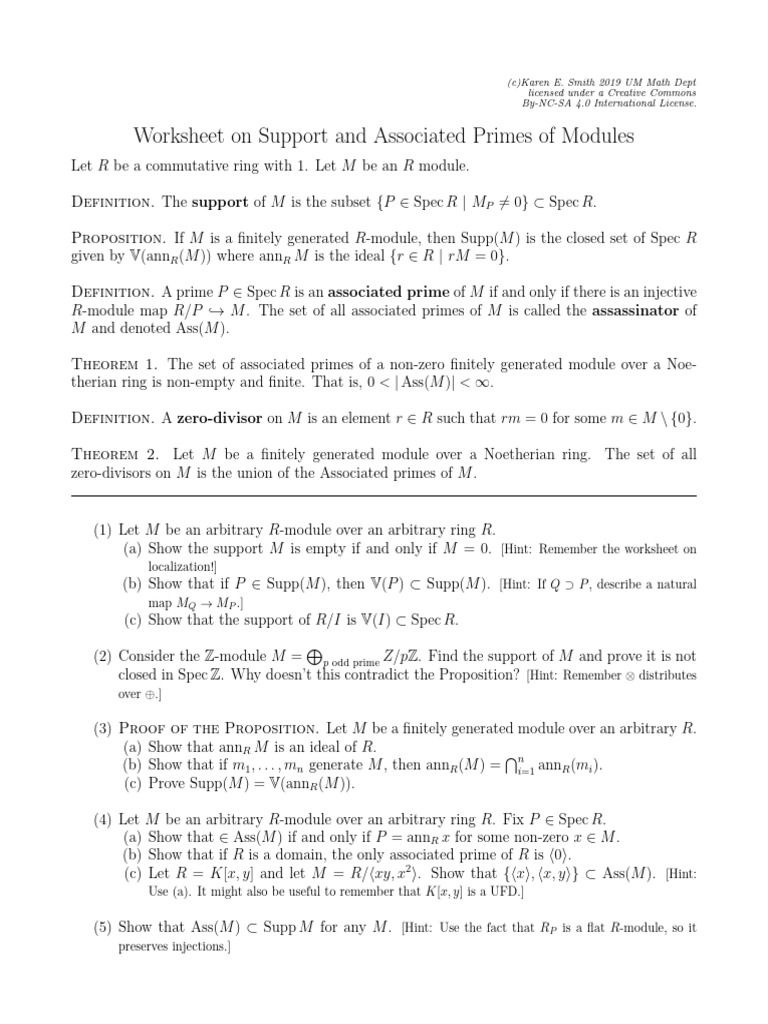 Associated Primes | PDF | Ring (Mathematics) | Module (Mathematics)
