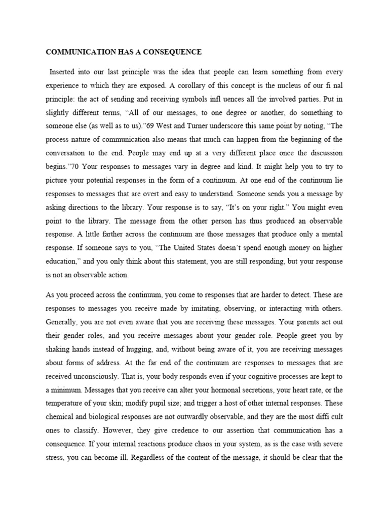 Communication Has A Consequence | PDF | Communication | Knowledge