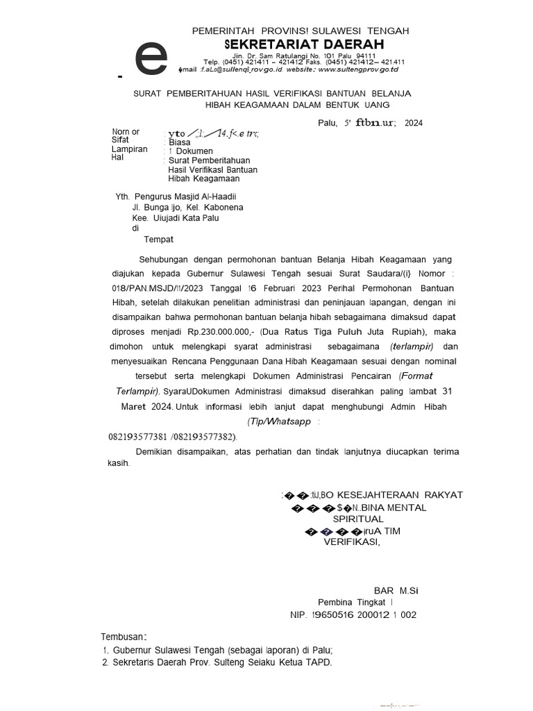 Masjid Al-Haadii Bunga Ijo Kabonena - Kota Palu | PDF