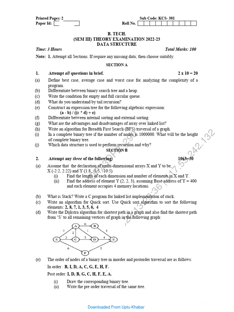 Data Structure KCS 301 | Download Free PDF | Mathematical Logic | Computer Science