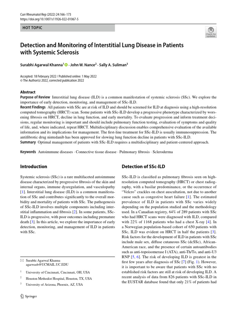Detection and Monitoring of Interstitial Lung Disease in Patients | PDF ...