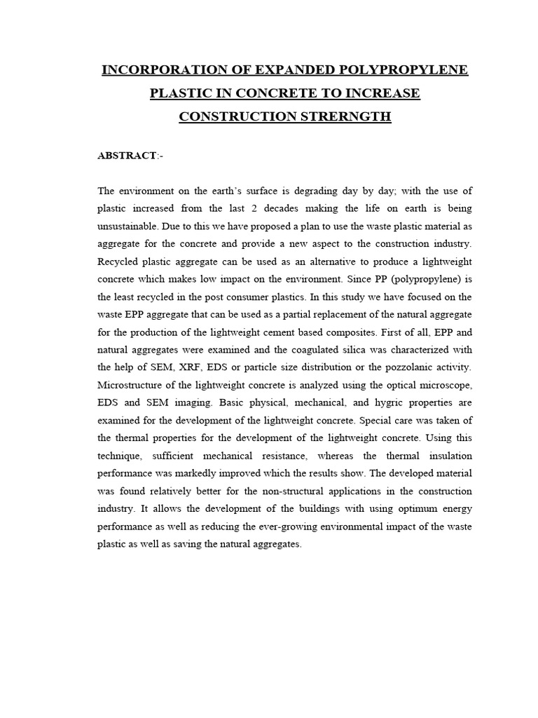 Incorporation of Expanded Polypropylene To Concrete | Download Free PDF ...
