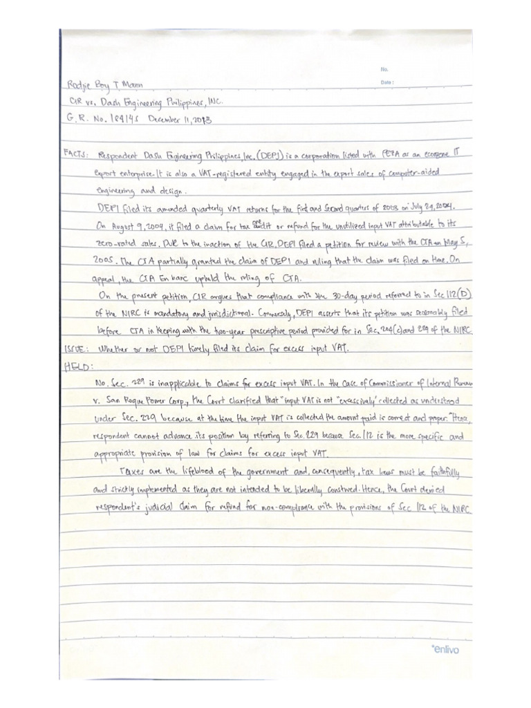 CIR vs. Dash Engineering Philippines, INC. | PDF