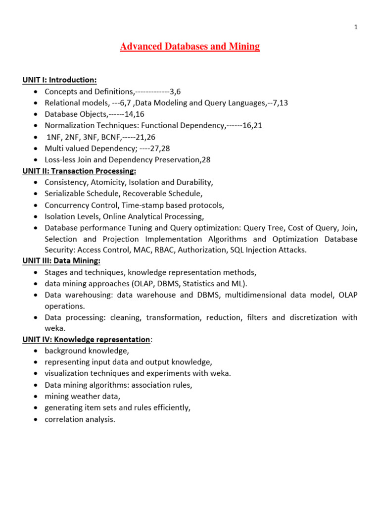 Advanced Databases and Mining For Mtech | PDF | Databases | Data Model Advanced Databases and Mining For Mtech | PDF | Databases | Data Model