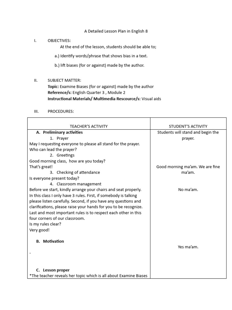 English 8: Understanding Author Bias | PDF | Bias | Feeling