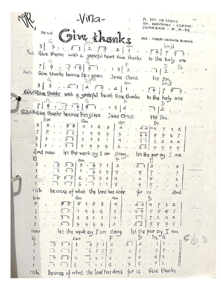 Give Thanks - SIMPLE Partitur Lebih Jelas | PDF