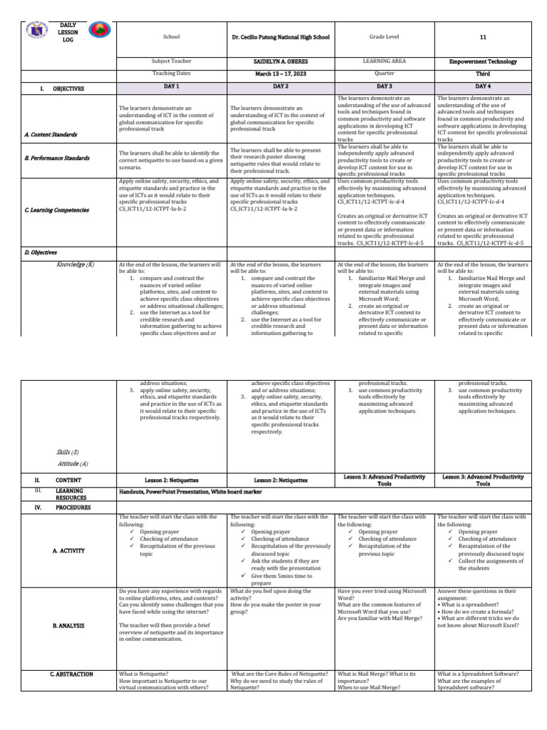 DLL (Week 2) | PDF | Educational Technology | Learning