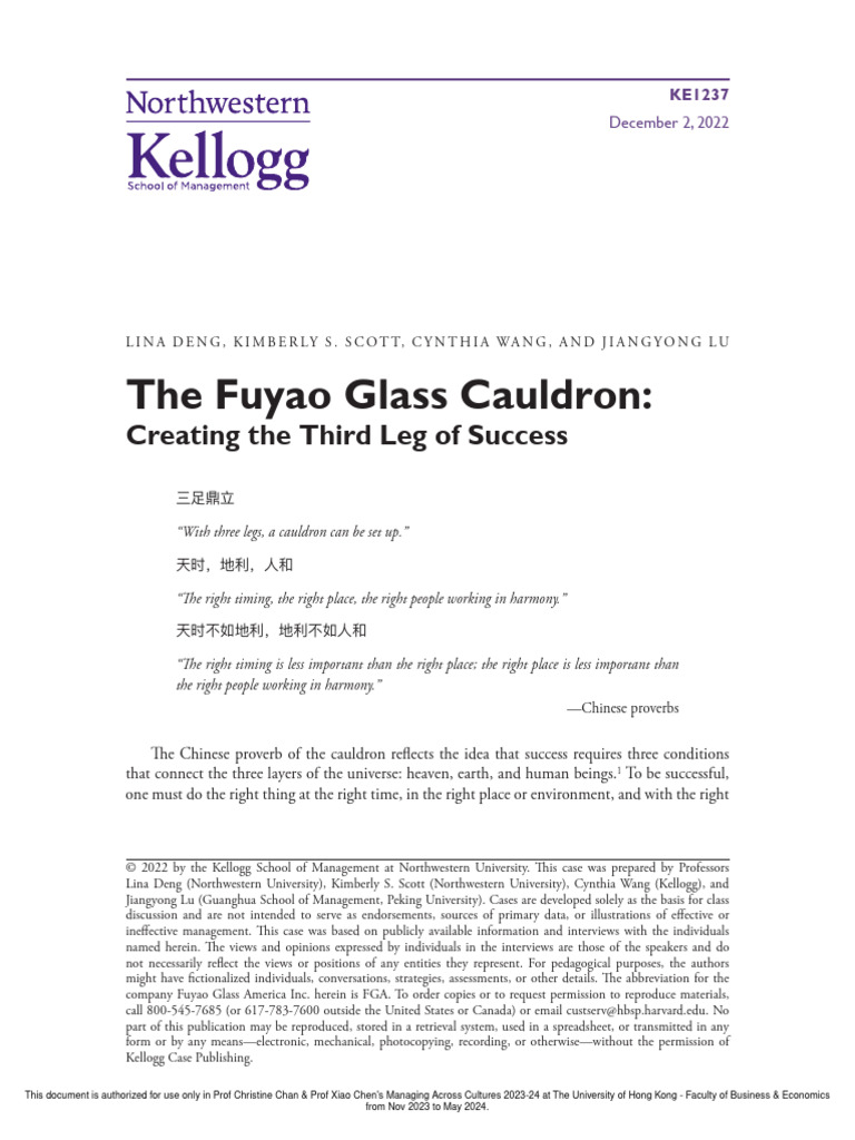 The Fuyao Glass Cauldron Creating The Third Leg of Success. | PDF ...
