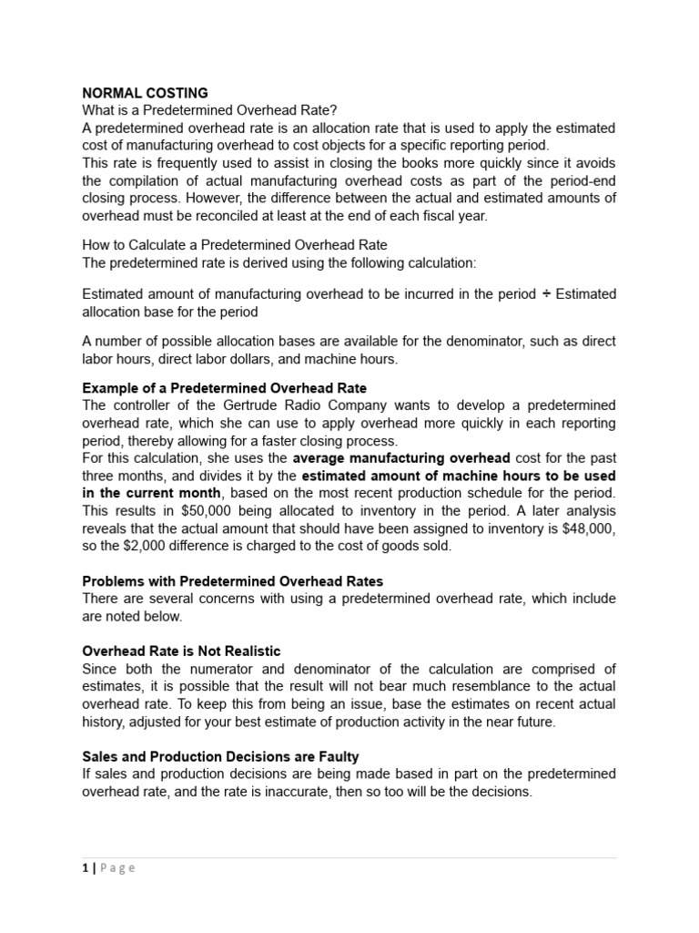Lecture Normal Costing | PDF | Cost | Inventory