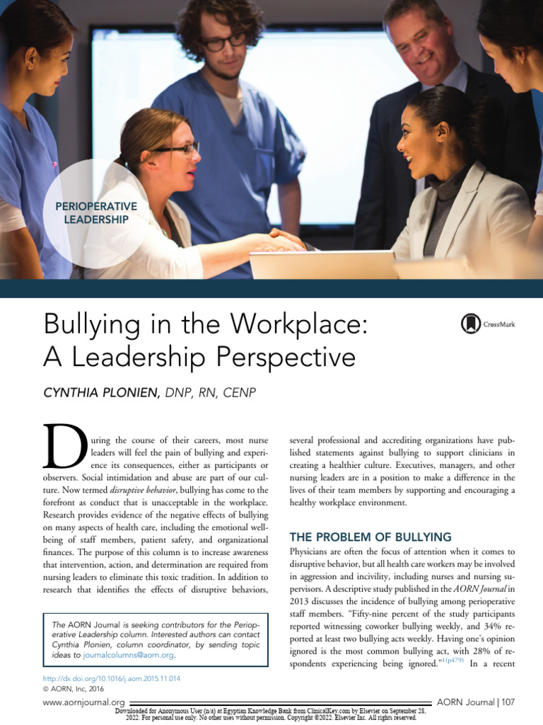 Bullying in The Workplace: A Leadership Perspective | PDF | Bullying ...